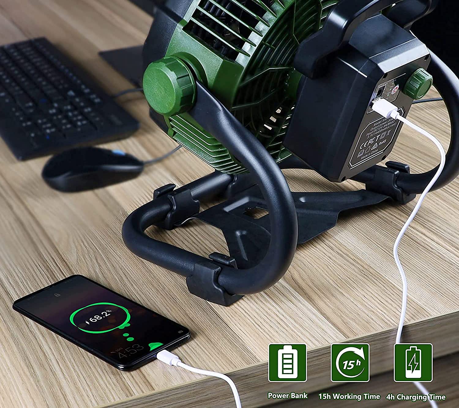 Desk Fan - 13 Inch Air Circulator Fan Turbo Fan High Velocity Vortex Fan Small Fan Wall Mountable 5 Speed Settings 360° Adjustable
