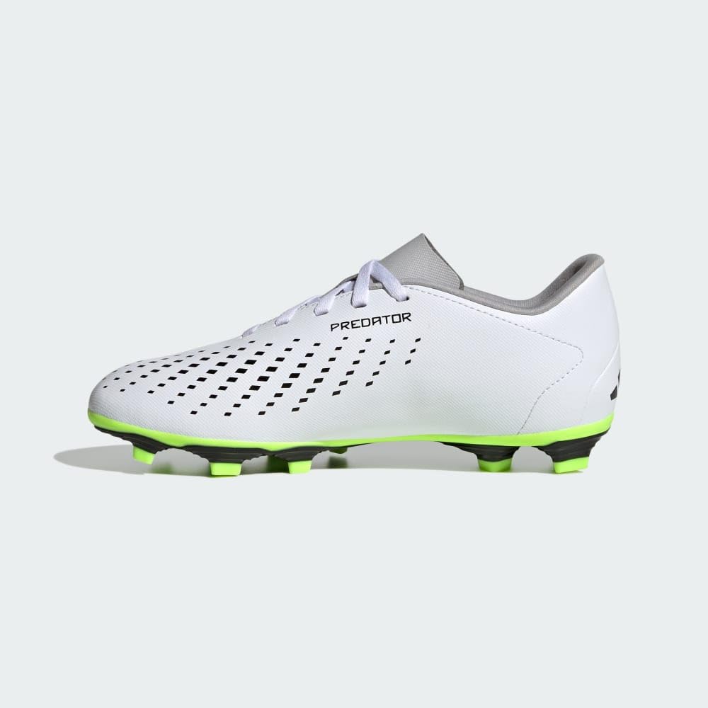 adidas Predator Accuracy.4 Firm Ground Sneaker, White/Core Black/Lucid Lemon, 12 US Unisex Little Kid