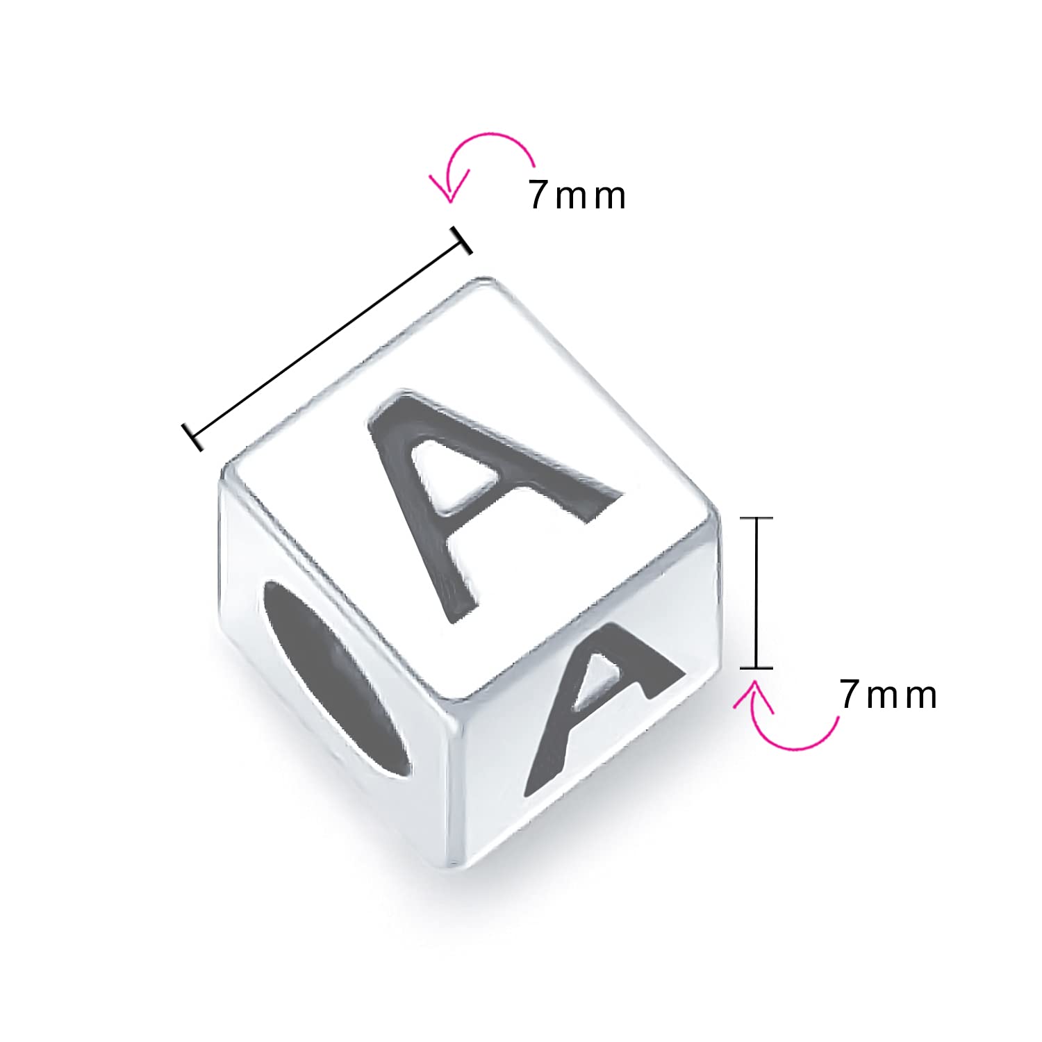 Block Letter C Alphabet Initial Charm Bead For Women For Teen .925 Sterling Silver For European Bracelet