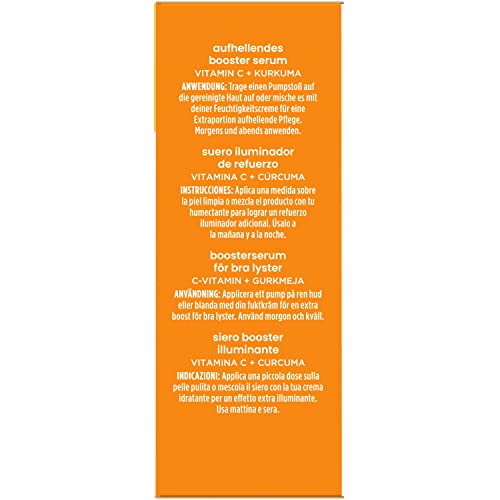 Burt's Bees Vitamin C Turmeric Face Serum, Brightens Skin & Visibly Reduces Dark Spots, Fine Lines & Wrinkles, Naturally Hydrating, Lightweight - Brightening Booster Serum (1 oz)