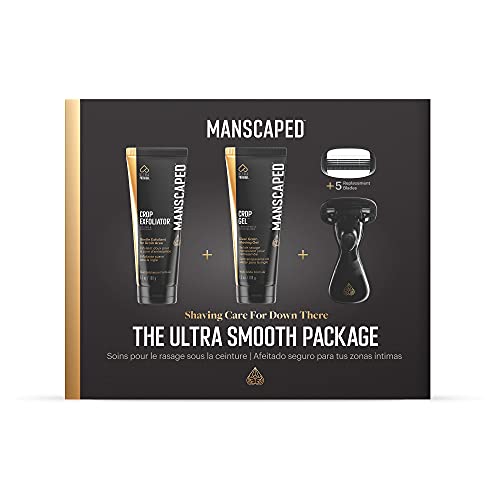 MANSCAPED® The Ultra Smooth Package, Male Hygiene Shaving Bundle, Includes The Crop Shaver™ Groin Razor with Replacement Blades, Crop Gel™ Ball Shaving Gel, and Crop Exfoliator™ Ball Exfoliator