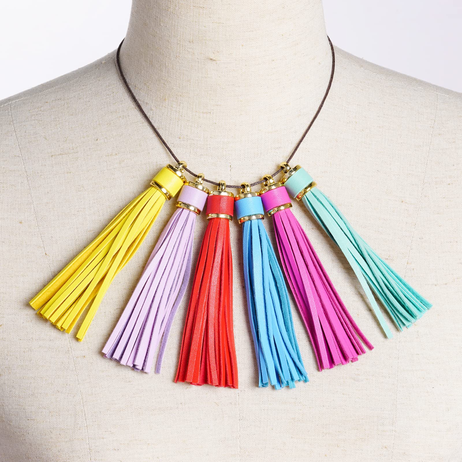 HOVEOX 20 Pieces 3.9 inch Faux Leather Tassel Bulk Keychain Tassels Artificial Leather Tassels for Craft Making