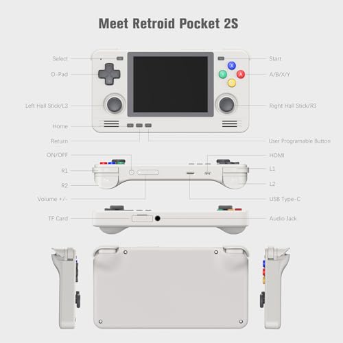 Retroid Pocket 2S Retro Game Handheld - Android Console with Multiple Emulators, 3.5 Inch Display, 4000mAh Battery, Classic 16Bit Games (4+128GB)