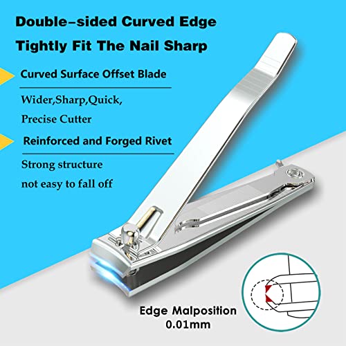 firiKer Nail Clipper Set,Premium Stainless Steel Fingernail and Toenail Clipper Cutters, Fingernail Clipper Cutters Sets with Nail File Sharp,Effortless Stainless Steel Nail Clippers for Men & Women