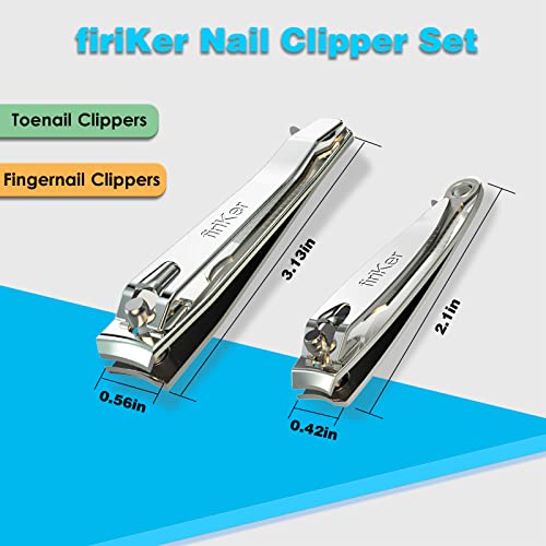 firiKer Nail Clipper Set,Premium Stainless Steel Fingernail and Toenail Clipper Cutters, Fingernail Clipper Cutters Sets with Nail File Sharp,Effortless Stainless Steel Nail Clippers for Men & Women