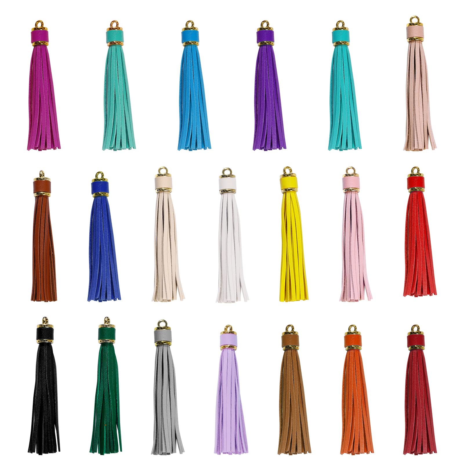 HOVEOX 20 Pieces 3.9 inch Faux Leather Tassel Bulk Keychain Tassels Artificial Leather Tassels for Craft Making