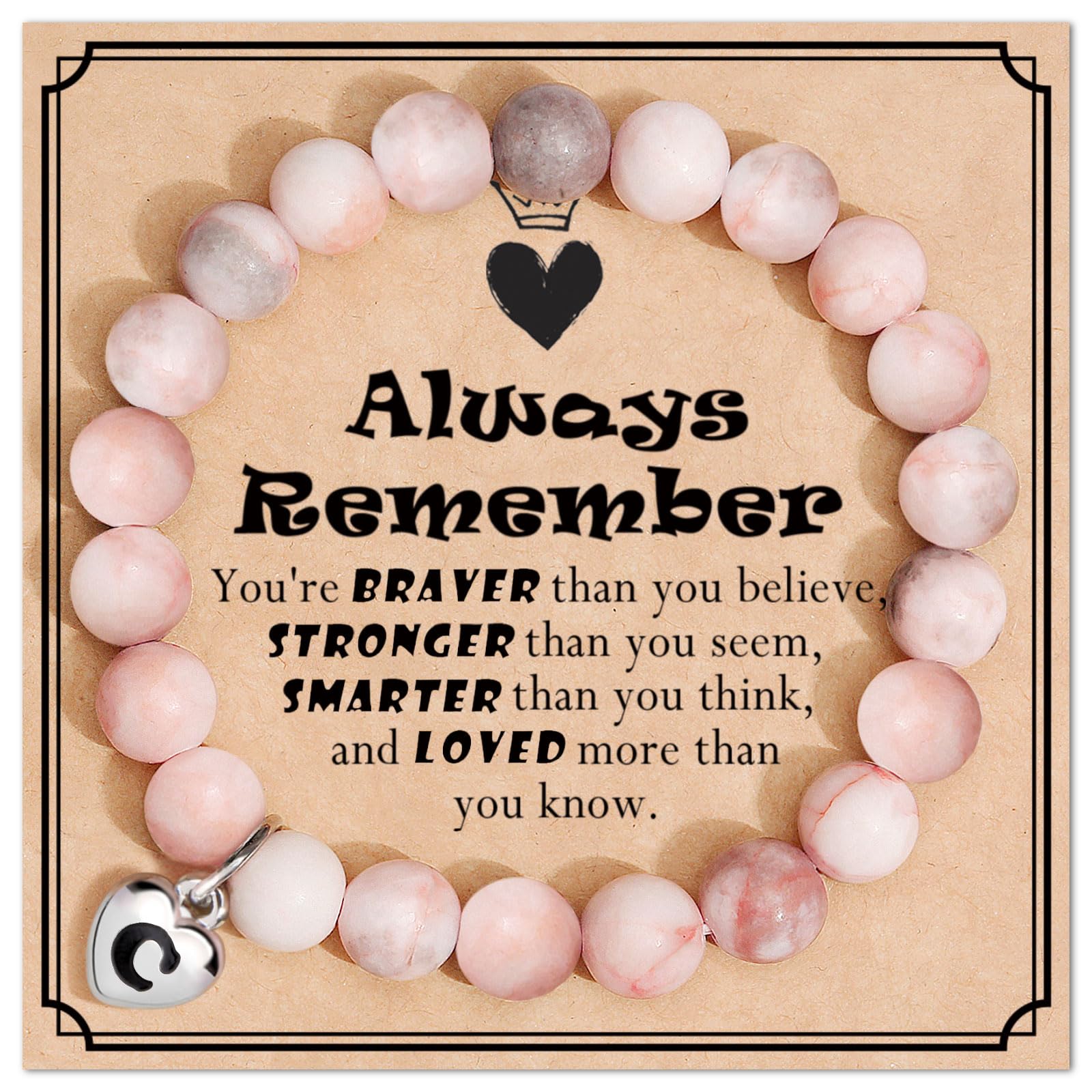 Jewelry&Card Christmas Inspirational Teen Girl Gifts Trendy Stuff "C" Letter Bracelets Cute Birthday Gifts Ideas for 13 14 15 16 Year Old Teens Her