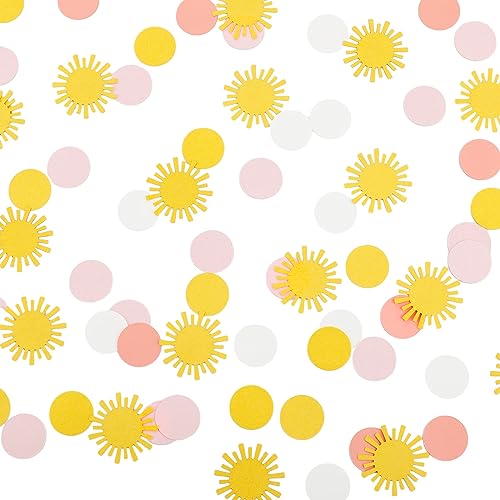 Jenaai 400 Pcs Here Comes The Son Baby Shower Confetti Boho Sunny Dots Confetti Boy Birthday Table Scatter Paper Sunshine Baby Shower Decorations for Gender Reveal Party (Pastel Color,Classic)