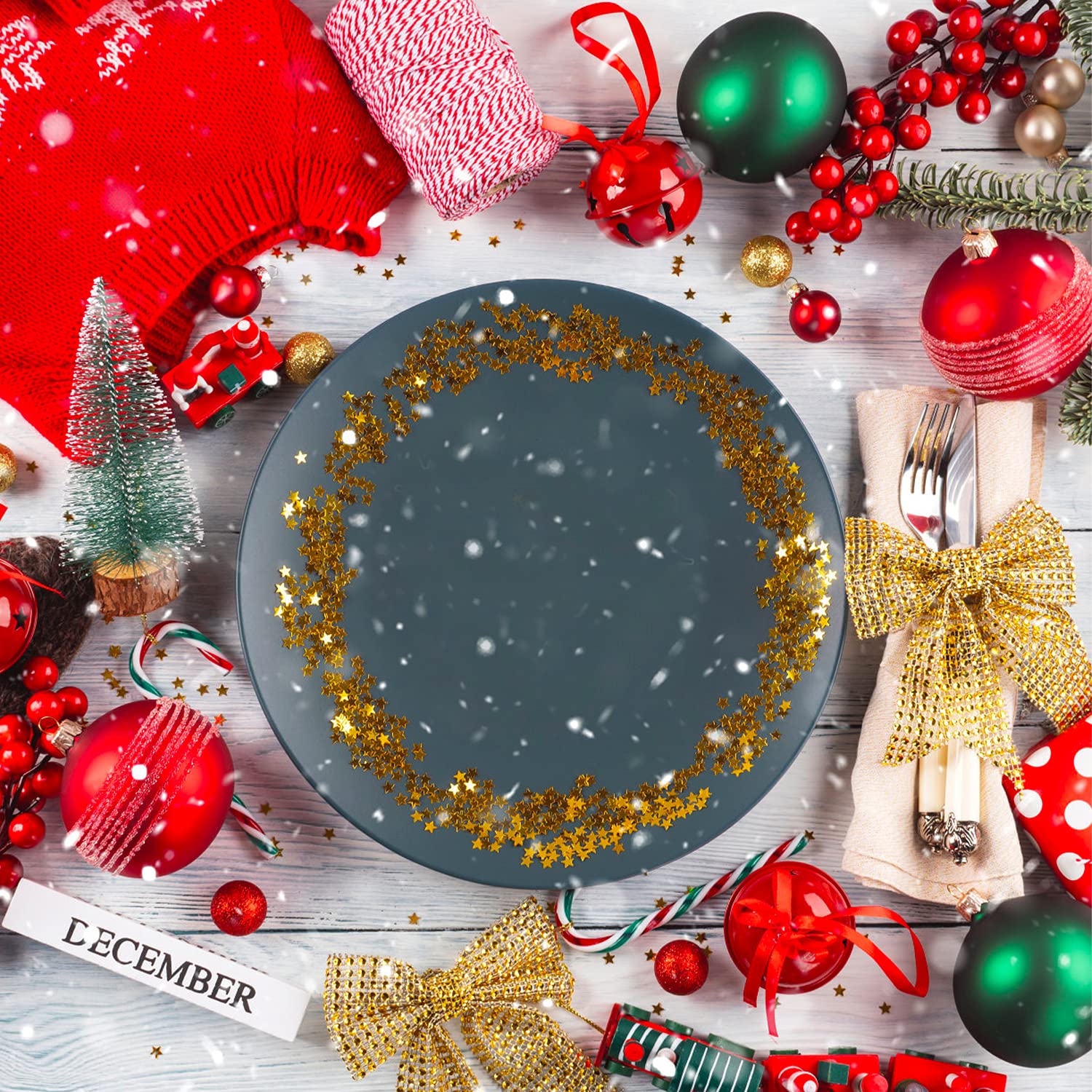 Lainrrew 100 g/ 3.53oz Star Confetti Star Table Confetti Metallic Foil Glitter Star Sequins Table Scatter Balloon Confetti for Birthday Wedding Christmas Festival Party Decorations, 0.27"