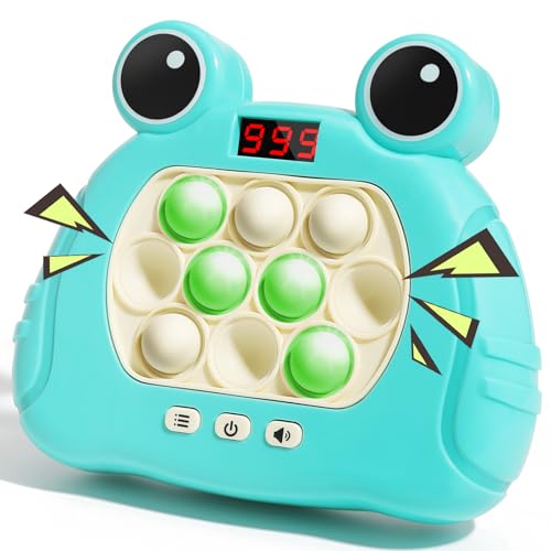 olloiig Pop Fidget Kids It Games Toy,Fast Push Bubble Game Console with LED Screen for Kids 8-12,Handheld Quick Push Game,Autism Sensory Toys,Birthdayxmas Gifts for Boys,Girls,Adults (Frog Blue)
