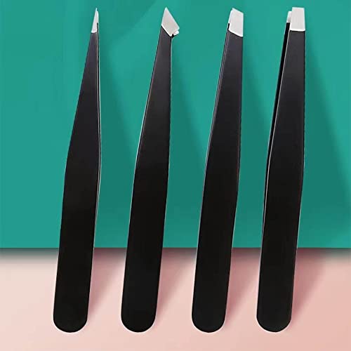Tweezers for Eyebrows Pointed Precision Tweezers for Eyebrows & Ingrown Hair Removal-Blackhead and Splinter Tweezer with Sharp Needle Nose Point… (Angled(1pc), Blue-Purple)