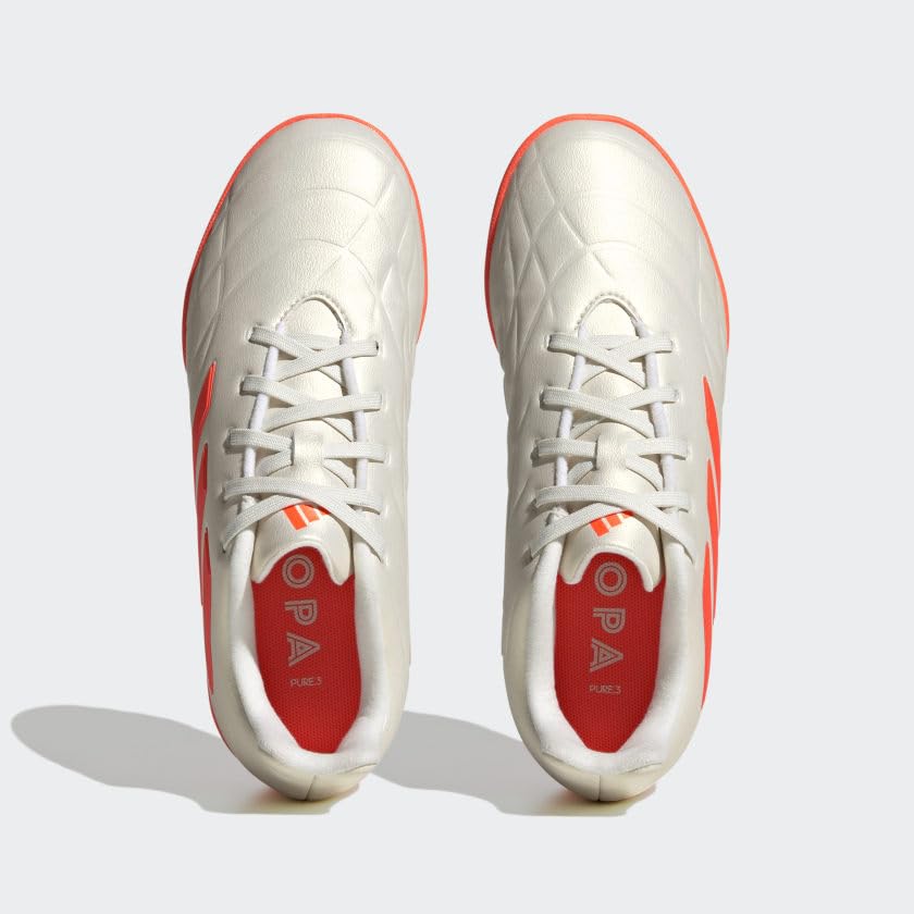 adidas Copa Pure.3 Turf Football Shoe, Off White/Team Solar Orange/Off White, 13.5 US Unisex Little Kid