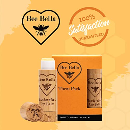 Bee Bella Lip Balm Stocking Stuffers, Candy Cane Scent, Moisturizing Lip Care Christmas Gifts, 100% Natural, Original Beeswax with Vitamin E, Handmade in USA (3 Pack)