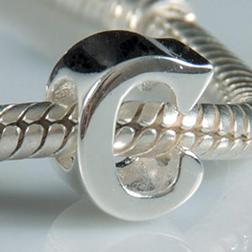 Letter C Charm Sterling Silver 925 Initial A-z Alphabet Beads Name Charm for DIY Charms Bracelet