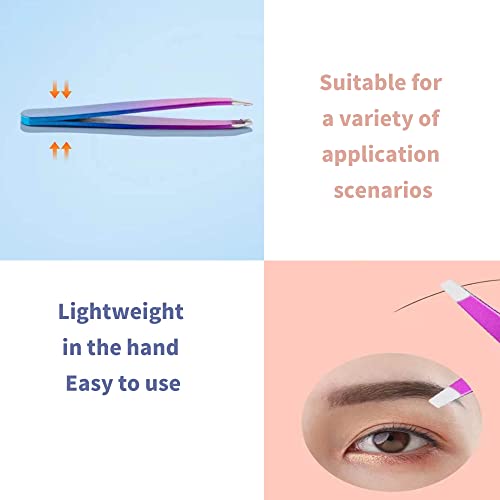 Tweezers for Eyebrows Pointed Precision Tweezers for Eyebrows & Ingrown Hair Removal-Blackhead and Splinter Tweezer with Sharp Needle Nose Point… (Angled(1pc), Blue-Purple)