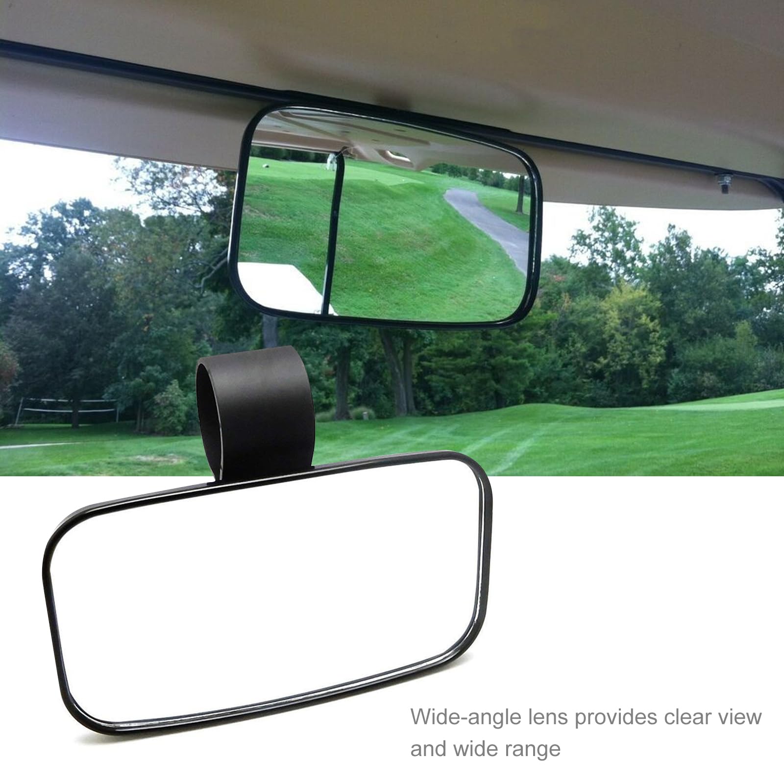 ZBGUN 1 PC Car Reversing Rearview Mirror, 4.5" x 8" 360° Adjustable Auxiliary Spherical Mirror, 1.5"/1.75"/2" Mounting Angle Universal Mounting Accessories, Suitable for Most Cars, ATVs, UTVs (Black)