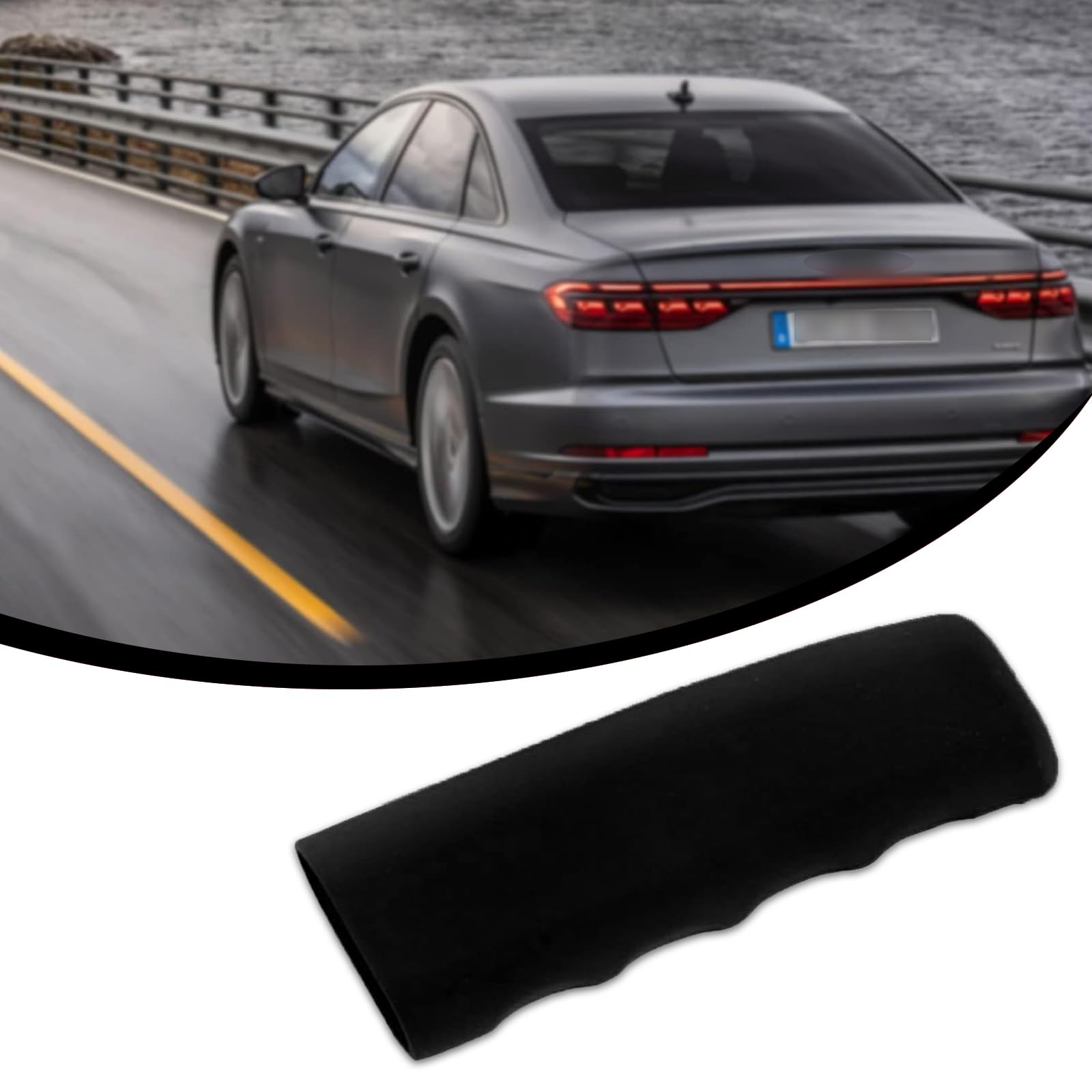 QODOLSI 1 PC Car Handbrake Handle Cover, 4.8" x 1.65" x 1.41" Silicone Wavy Anti-slip Parking Brake Covers, Universal Protective Accessories, Compatible with Cars, Trucks, Vans, SUVs (Black)