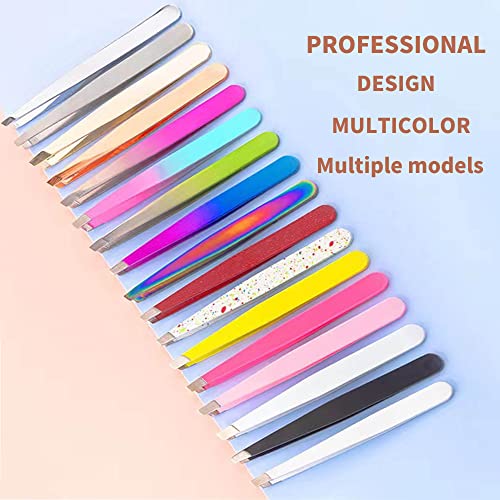 Tweezers for Eyebrows Pointed Precision Tweezers for Eyebrows & Ingrown Hair Removal-Blackhead and Splinter Tweezer with Sharp Needle Nose Point… (Angled(1pc), Blue-Purple)