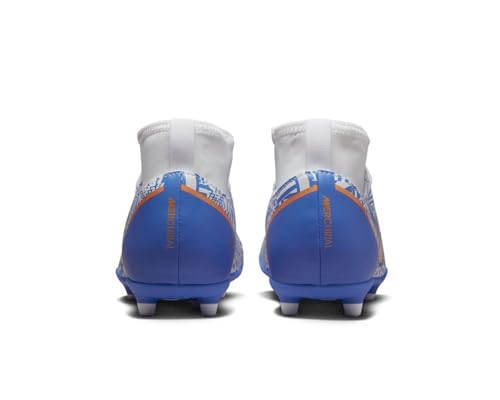 Nike Kids' Mercurial Superfly 9 Club CR7 MG Soccer Cleats, White/Concord/Medium Blue/Metallic Copper, 5.5 Big Kid