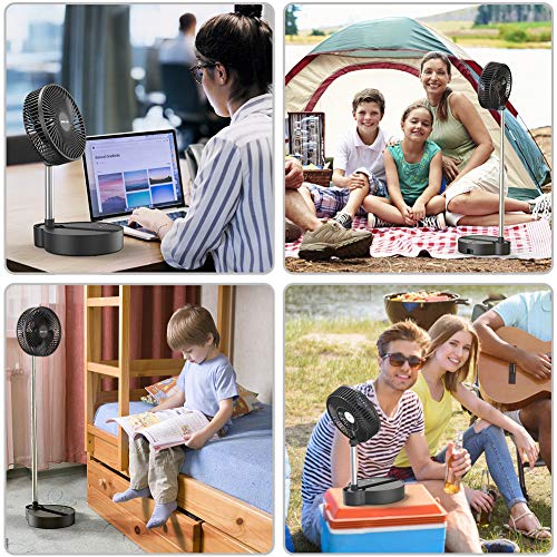 Small Fan 8" Remote Control, AC/DC, 90°Oscillating, 4 Speeds, Timer, Adjustable Tilt, 70-Inches Cord Ultra Quiet, for Home Office Bedroom Toilet Garage RV Camping (Black 8in Portable Fan)