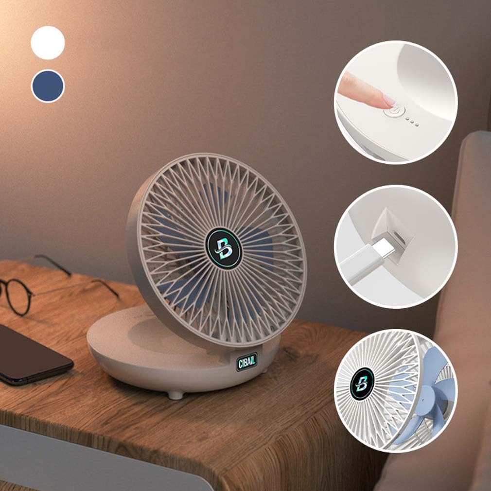 Foldable Air Circulation Fan, Portable Mini Fan, Household Dual-use Kitchen Fan, Wall-mounted desktop fan, Table Air Circulator Fan, Personal Fan, Ultra Quiet Small Table Fan, Office Desk fan (White)