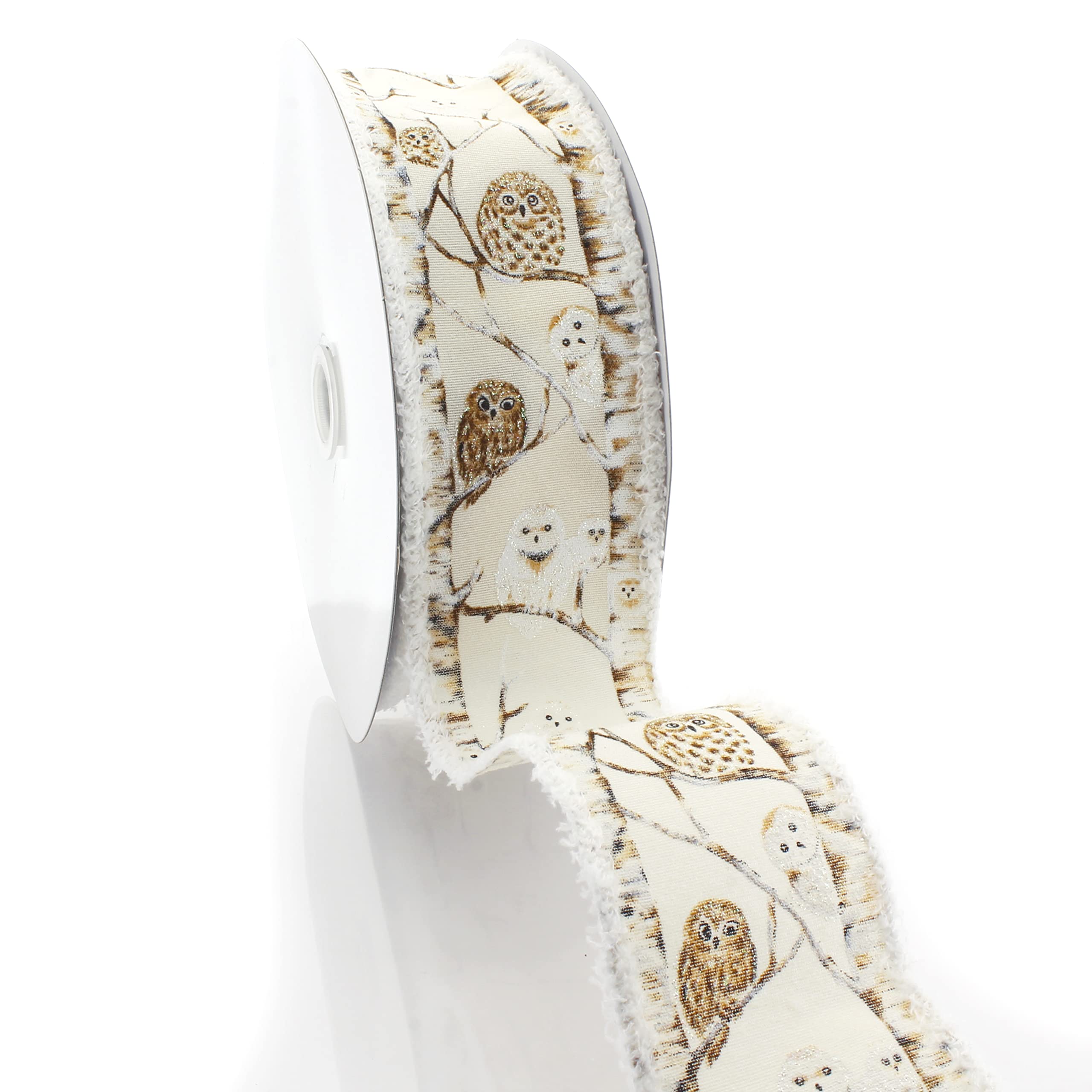 Ribbon Traditions Woodland Owls Fringe Edge Wired Ribbon 2 1/2" by 10 Yards