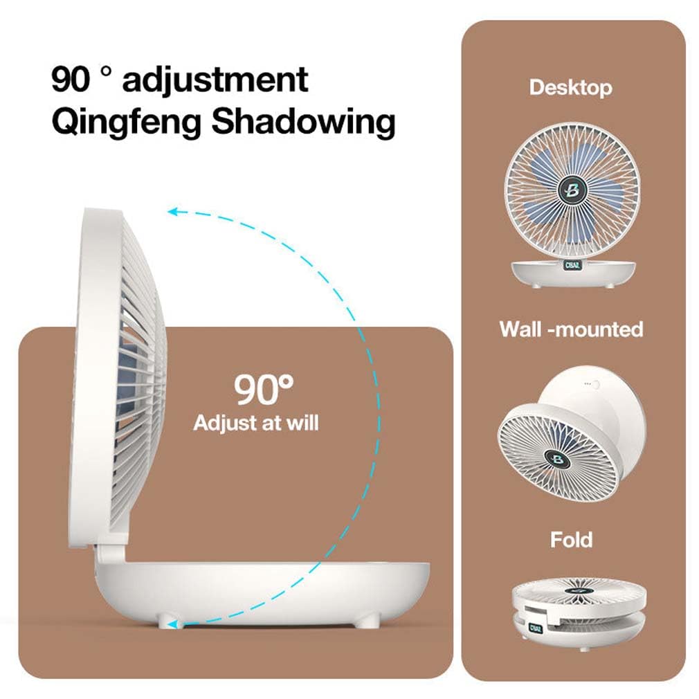 Foldable Air Circulation Fan, Portable Mini Fan, Household Dual-use Kitchen Fan, Wall-mounted desktop fan, Table Air Circulator Fan, Personal Fan, Ultra Quiet Small Table Fan, Office Desk fan (White)