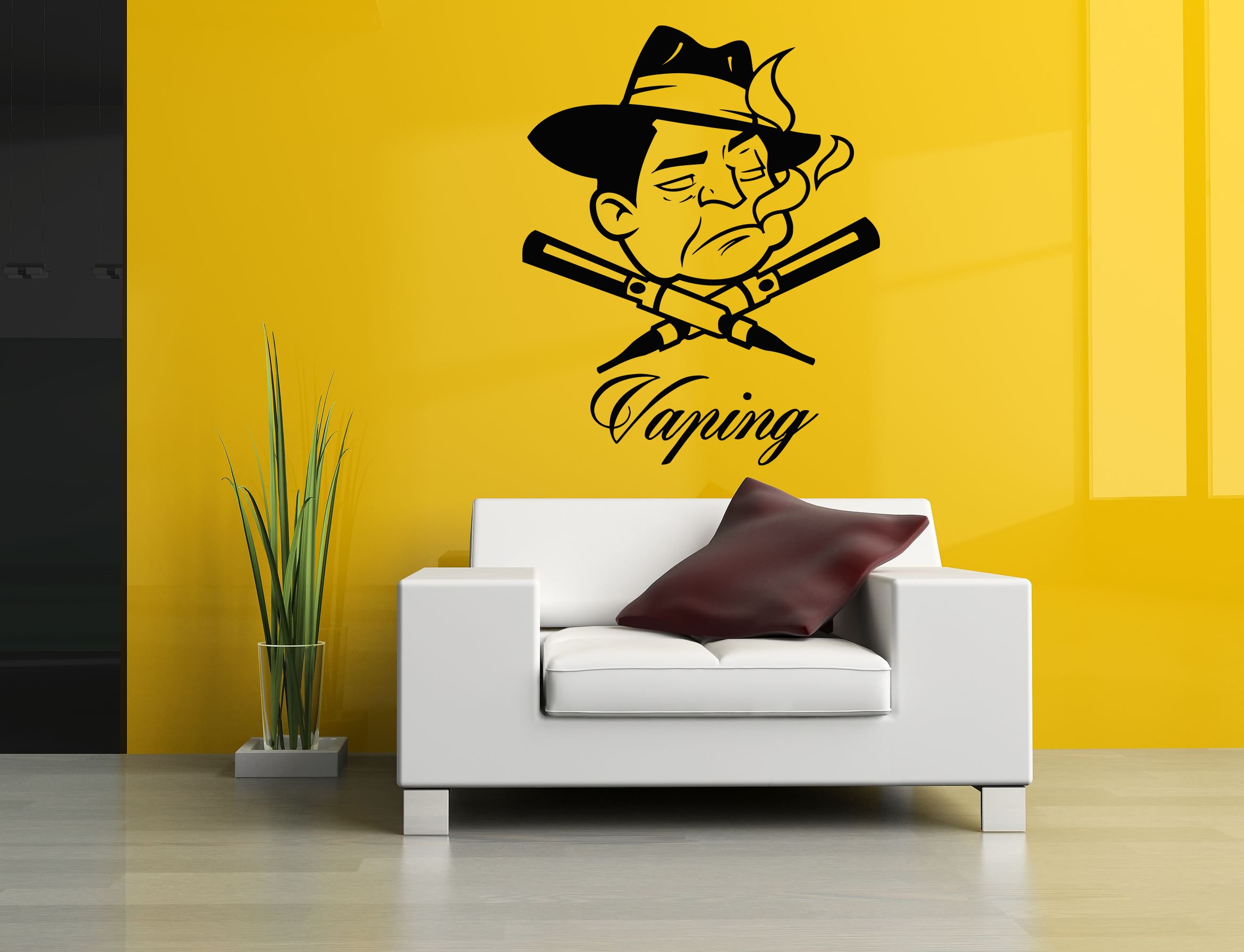 Wall Vinyl Sticker Decal Stop Smoking Start Gangster Mob Bandit Vaping Quote Phrase Vaporizer Vape Pen Store Shop Smoke E Cigarettes Liquid Coil Indoor Outdoor Sign Logo SA767