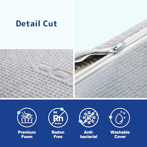 Olee Sleep Tri-Folding Antibacterial Memory Foam Mattress Topper, 4 Inch Copper Bamboo Gel Folding Mattress, Washable Cover, CertiPUR-US Certified, Soft, Grey, Single Size
