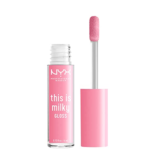 NYX PROFESSIONAL MAKEUP This Is Milky Gloss, Vegan Lip Gloss, 12 Hour Hydration - Milk It Pink (Sheer Baby Pink)