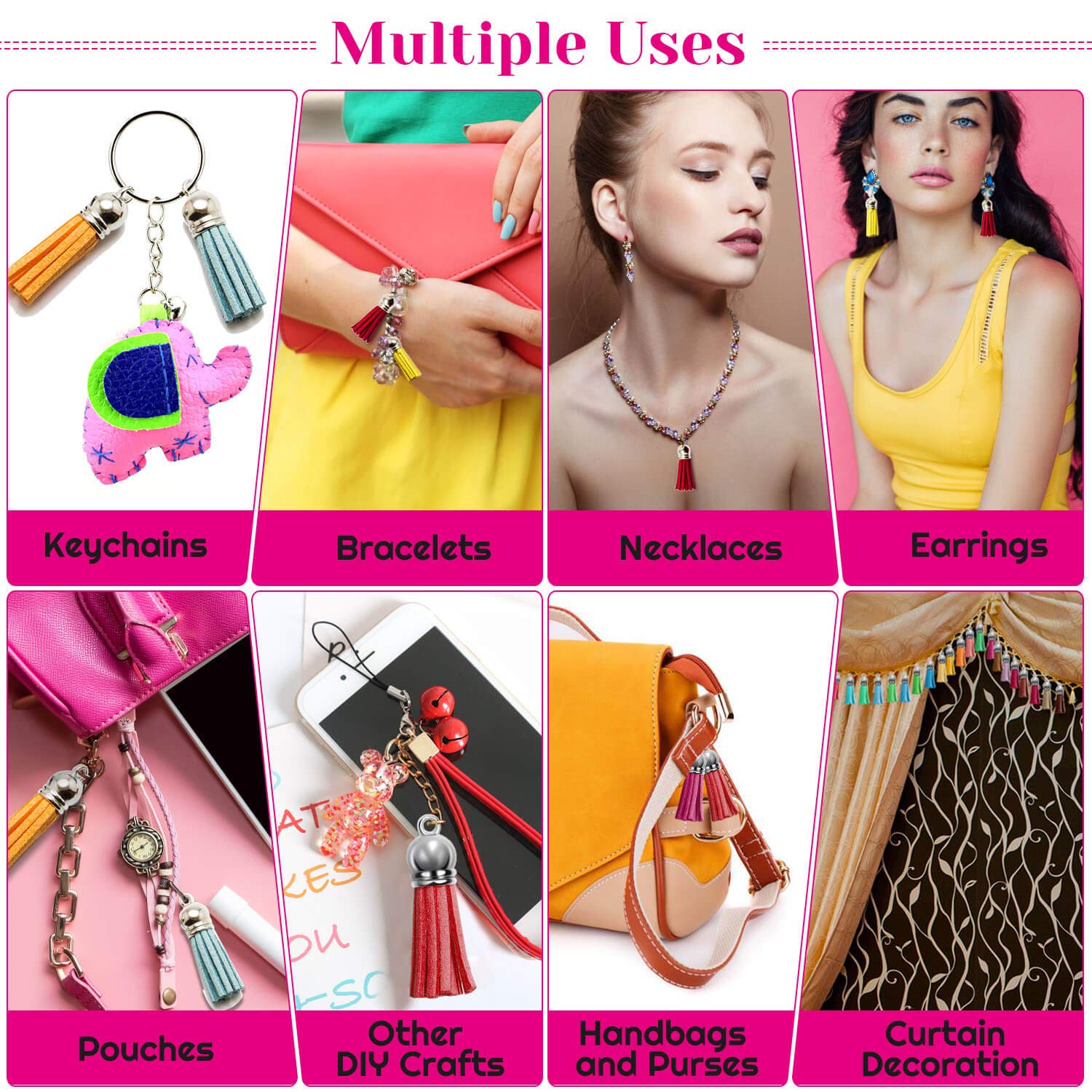 Cridoz 300pcs Tassels for Jewelry Making, Keychain Charms Bulk for Crafts, Resin Keychains, Acrylic Blanks, Bangles Bracelets, Earrings and Jewelry Making