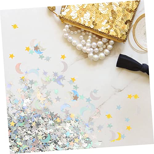 WIAMEE 3pcs 1 Stylesilver Decors and Mixed Balloon Iridescent Style Metallic Wedding Birthday Scatters Table Decorations DIY Decor Star of Festival Moon Decorative Party Glitter