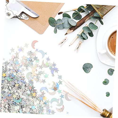 WIAMEE 3pcs 1 Stylesilver Decors and Mixed Balloon Iridescent Style Metallic Wedding Birthday Scatters Table Decorations DIY Decor Star of Festival Moon Decorative Party Glitter