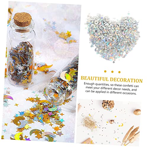 WIAMEE 3pcs 1 Stylesilver Decors and Mixed Balloon Iridescent Style Metallic Wedding Birthday Scatters Table Decorations DIY Decor Star of Festival Moon Decorative Party Glitter
