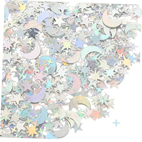 WIAMEE 3pcs 1 Stylesilver Decors and Mixed Balloon Iridescent Style Metallic Wedding Birthday Scatters Table Decorations DIY Decor Star of Festival Moon Decorative Party Glitter