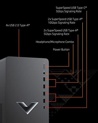 HP Victus 15L Gaming Desktop Computer, AMD Ryzen 5 5600G 6 cores(up to 4.4 GHz), AMD Radeon RX 6400, 32GB RAM,1TB PCIe NVMe SSD, Keyboard & Mouse, Windows 11 Home