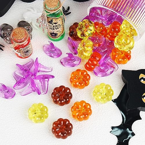 270 PCS Halloween Vase Fillers Includes Mini Acrylic Pumpkin Cute Ghost Mini Skull Head Small Witch Hats, Halloween Party Table Decoration Halloween Decorations Tiered Tray Decor