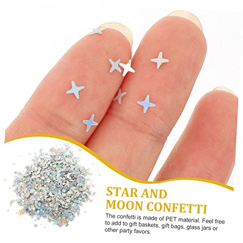 WIAMEE 3pcs 1 Stylesilver Decors and Mixed Balloon Iridescent Style Metallic Wedding Birthday Scatters Table Decorations DIY Decor Star of Festival Moon Decorative Party Glitter