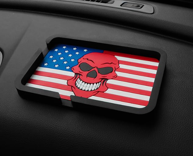 ZBGUN 1 PC Car Dashboard Anti-Slip Pad with American Flag Pattern, 7.6" x 5.5" x 0.6" Car Phone Cradle, Multi-Functional Storage Mat, Universal for Most Cars, Trucks and Vans (Red)
