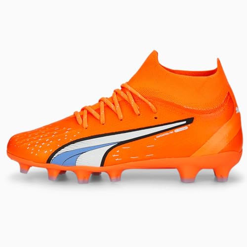 PUMA Ultra Pro Firm Ground/Artificial Ground Soccer (Little Kid/Big Kid) Ultra Orange/Puma White/Blue Glimmer 3.5 Little Kid M