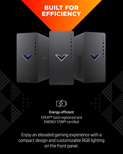 HP Victus 15L Gaming Desktop Computer, AMD Ryzen 5 5600G 6 cores(up to 4.4 GHz), AMD Radeon RX 6400, 32GB RAM,1TB PCIe NVMe SSD, Keyboard & Mouse, Windows 11 Home