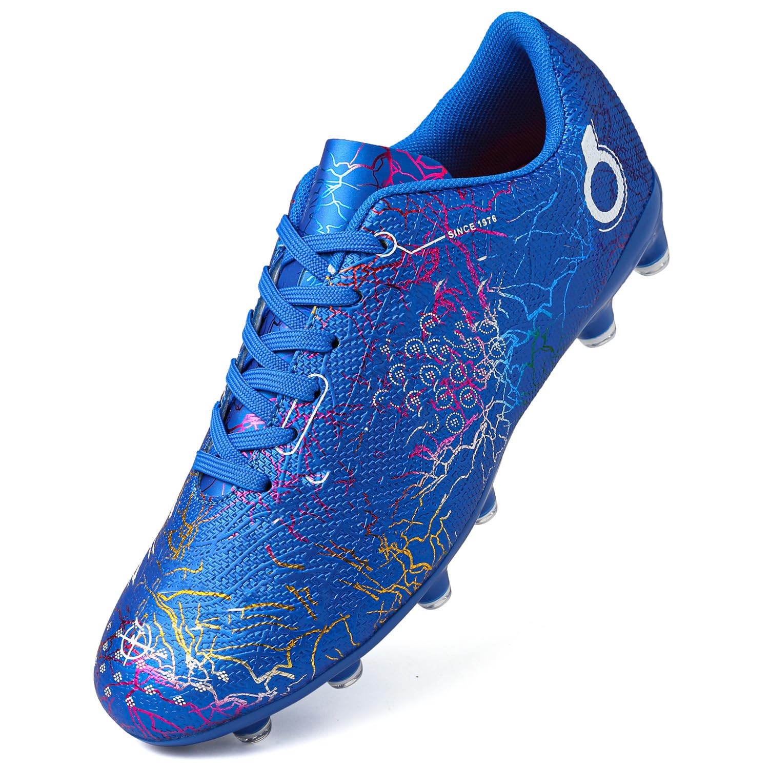 Beyondjuff Boys' Soccer Shoes Kids Firm Ground Soccer Cleats Girls Turf Shoes Outdoor Trainning Shoes Football Shoes Blue Big Kid 6US
