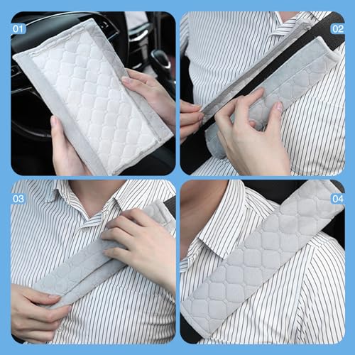 gunhunt 2 PCS Car Seat Belt Shoulder Cover, 9.8" x 2.3" Crystal Velvet Extended Shoulder Neck Pad Protector, Seat Shoulder Strap from Seat Belt Friction, Universal for Cars Accessories (Black)