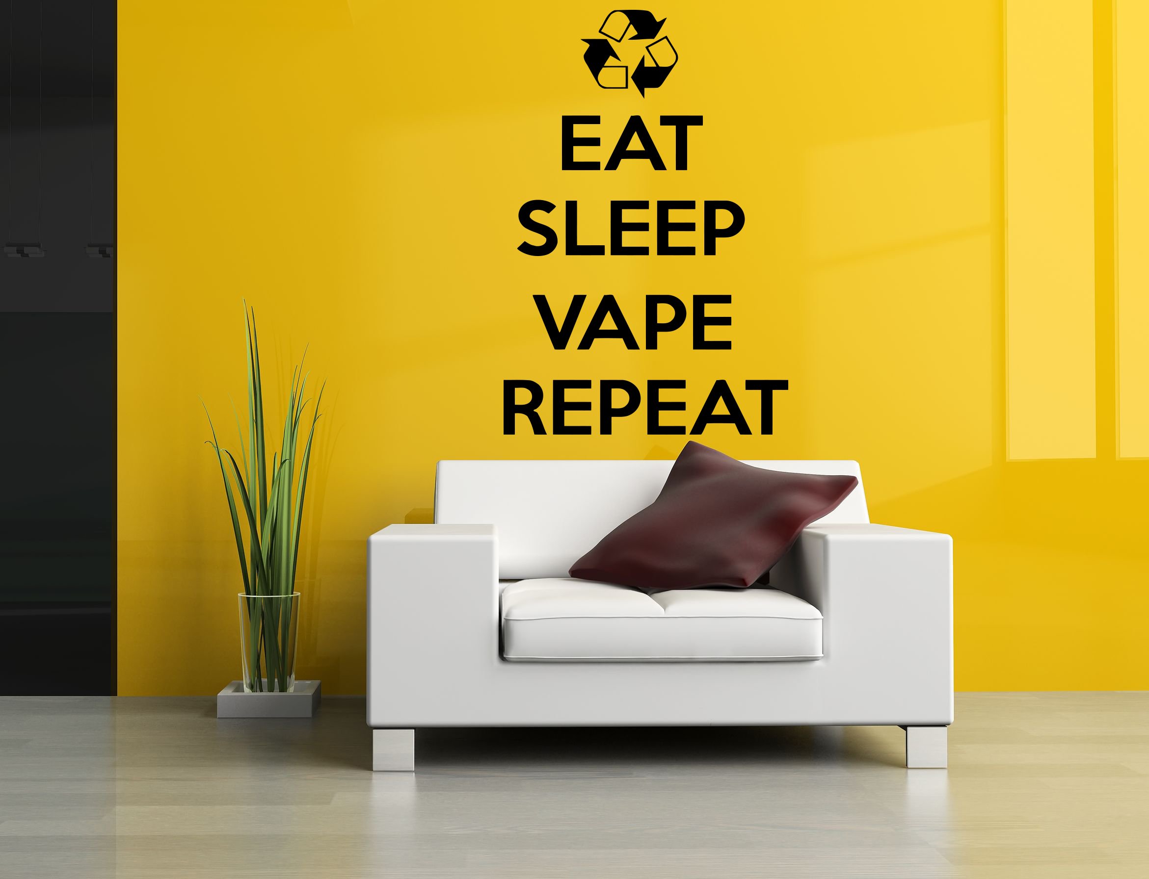 Wall Vinyl Sticker Decal Eat Sleep Repeat Stop Smoking Start Vaping Quote Phrase Vaporizer Vape Pen Store Shop Smoke E Cigarettes Liquid Coil Indoor Outdoor Sign Logo SA766