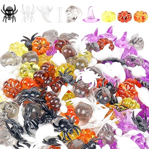270 PCS Halloween Vase Fillers Includes Mini Acrylic Pumpkin Cute Ghost Mini Skull Head Small Witch Hats, Halloween Party Table Decoration Halloween Decorations Tiered Tray Decor