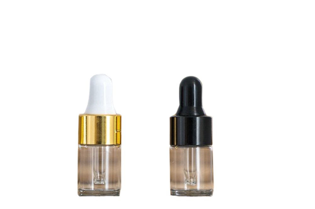 Wresty 2ml(5/8 Dram) Small Mini 15 Pcs Clear Glass Dropper Bottles Essential Oil Vials Travel Refillable DIY Cosmetic Sample Container Liquid Perfume Eye Droppers Bottle (gold cap)