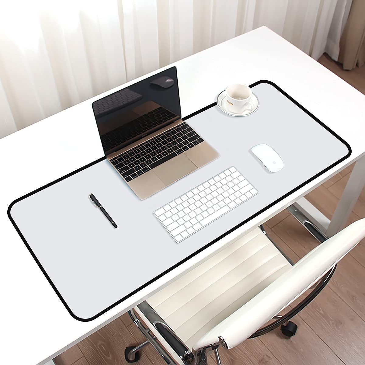 Qisan Large Gaming Mouse Pad Extended Size Mousepad for Computer Desktop PC Laptop 31.5"x11.8"x0.15" Keyboard Pad Desk Pad with Anti-Slip Rubber Base | Large Desk Mat for Keyboard and Mouse-White