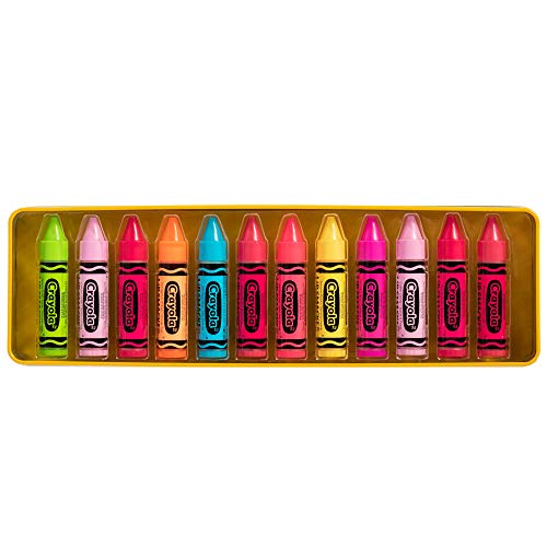 Lip Smacker Crayola Flavored Lip Balm Collectors Tin | Flavor Vault | Dry Lips | For Kids, Men, Women | Stocking Stuffer | Christmas Gift | Set of 12