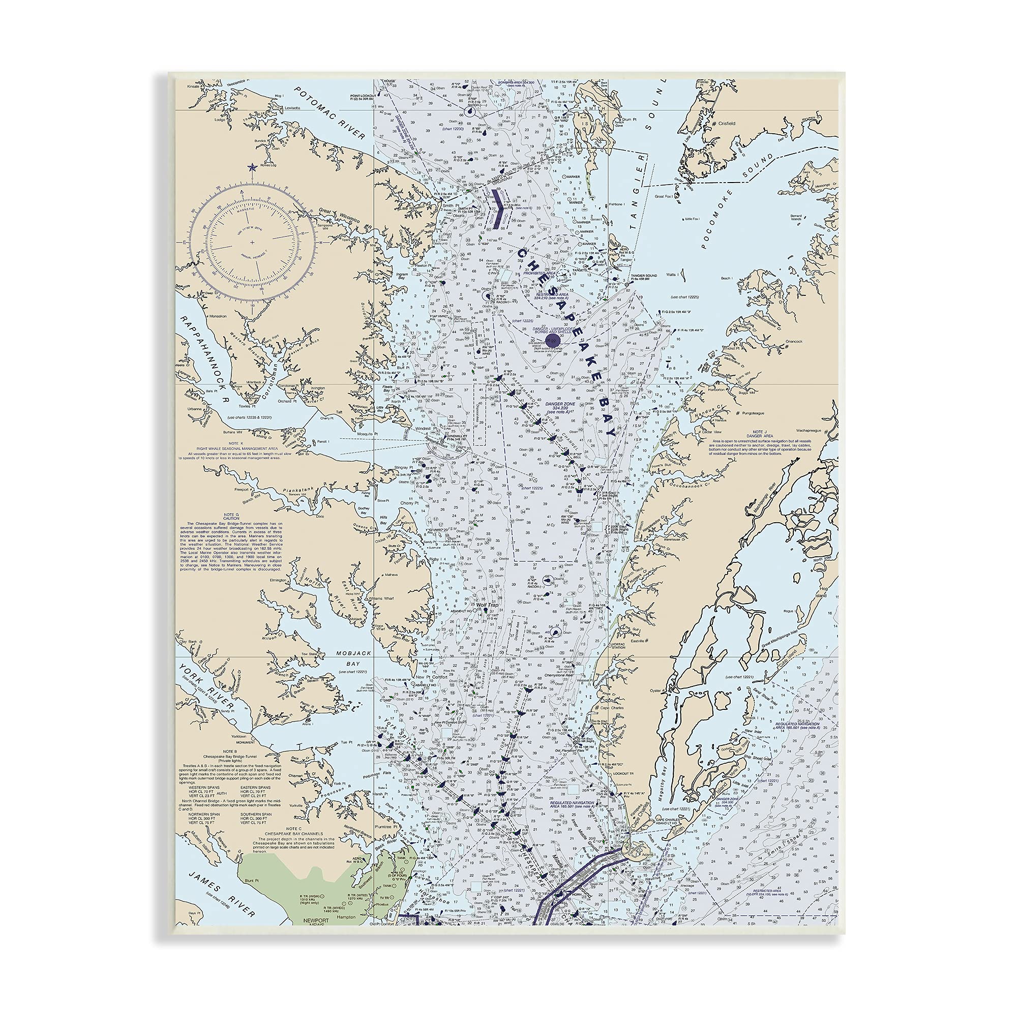 Stupell Industries Chesapeake Bay Water Flow Map Coastal Cartography, Designed by Daphne Polselli Wall Plaque, 13 x 19, Tan