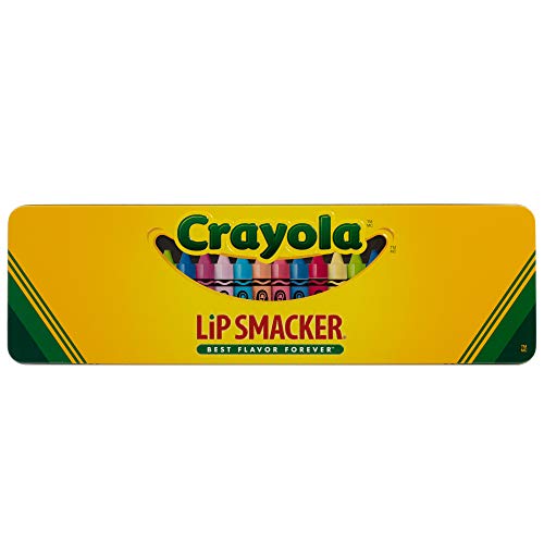 Lip Smacker Crayola Flavored Lip Balm Collectors Tin | Flavor Vault | Dry Lips | For Kids, Men, Women | Stocking Stuffer | Christmas Gift | Set of 12